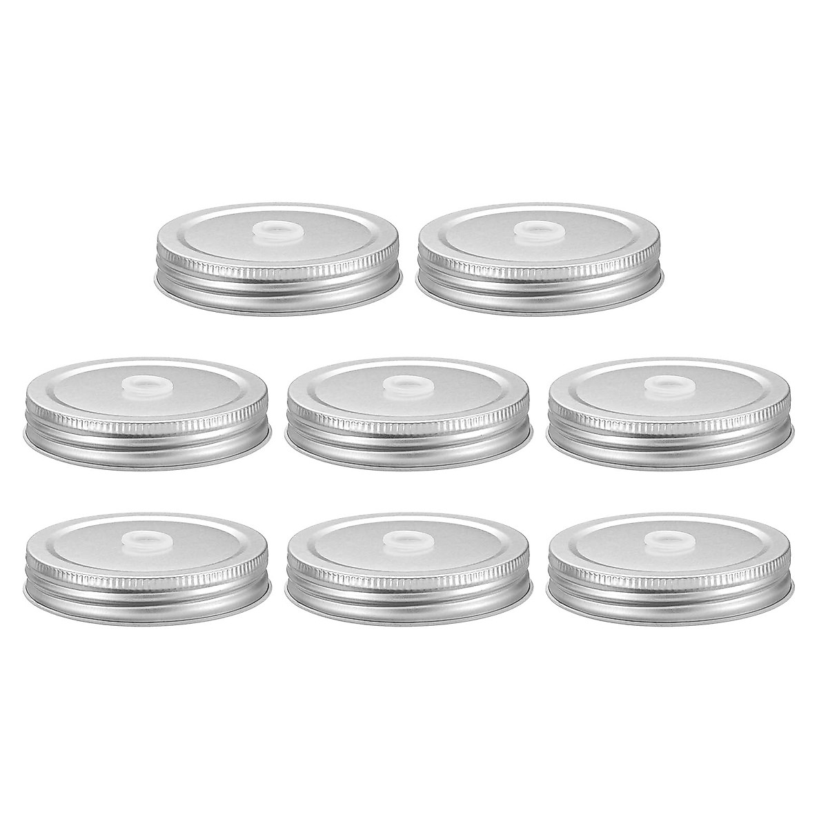 uxcell 8pcs Mason Jar Lids with Straw Hole, 87mm Metal Mason Canning Lids Leak Proof Mason Jar Caps for Mason Jar Silver
