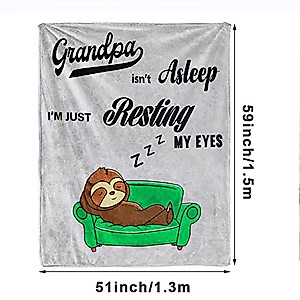 Moyel Grandpa Gifts Funny Sloth Blanket Fluffy Fuzzy Warm Soft Throw Blanket for Grandpa Christmas Fathers Day Birthday Gifts for Grandpa, 59”x51”