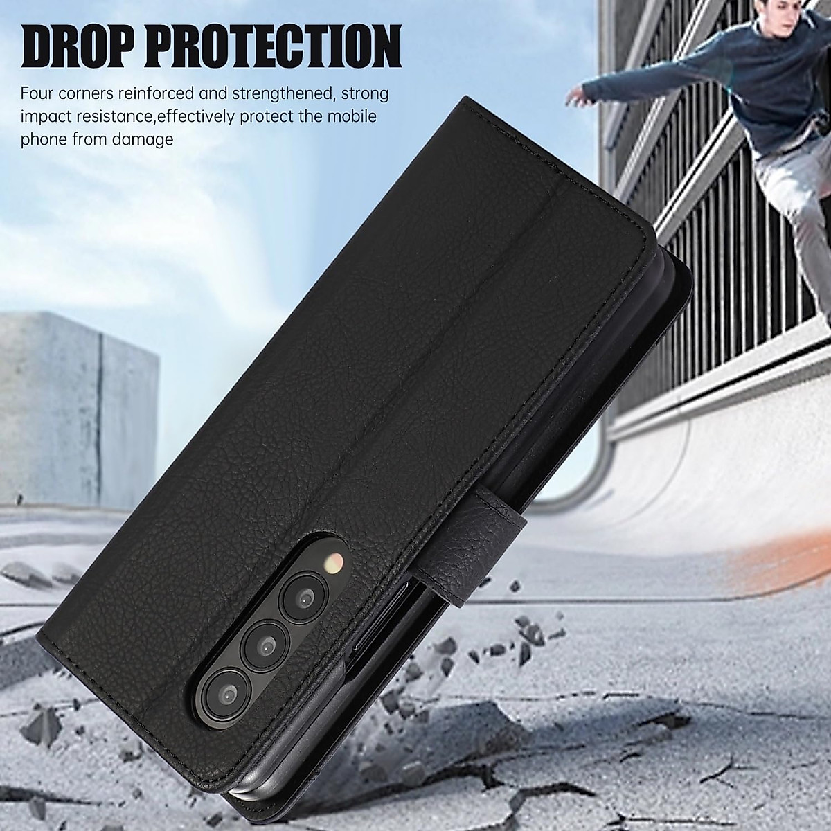 Phone Flip Case Kickstand Case for Samsung Galaxy Z Fold 4 5G Case,Premium PU Leather Wallet Case with Card Holder,Magnetic Closure Shockproof Case Full Body Protection Phone Cover Case phone protecti