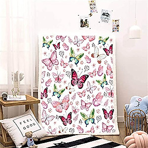 CYREKUD Butterfly Blanket,Butterfly Gifts for Women Birthday Throw Blanket,Butterfly Gifts for Girls Blanket,Pink Butterfly Blanket for Butterfly Lovers,Sofa Couch Beds Christmas Decor 50x60 Inches