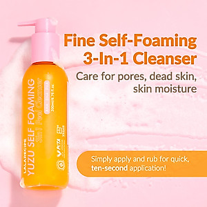 LALARECIPE 3-in 1 Yuzu Foaming Facial Cleanser | Pore Clarifying MakeUp Remover Exfoliating Face Wash | AHA BHA PHA Face Cleanser for Dry Skin | Gentle Facial Cleanser Daily Face Wash (6.6 fl oz)