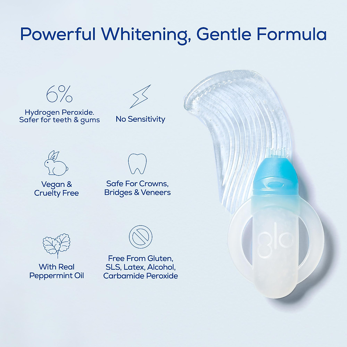 GLO Science Brilliant Teeth Whitening Gel Treatment Refill Vials, Mint Flavored, Clinically Proven to be Sensitivity & Pain-Free and Give Long Lasting Results | 3 Count (12 applications)