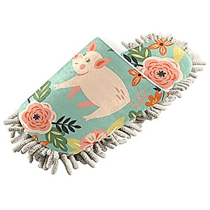Kigai Microfiber Cleaning Slippers Flower Pig Leaf Washable Mop Shoes Slipper for Men/Women House Floor Dust Cleaner, Size L