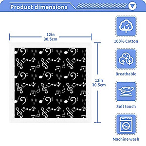 MAOBLYR Music Black Pure Cotton Washcloths 2 Pack,Soft Fingertip Towel Absorbent Hand Towels Face Towels for Bathroom,Hotel,Gym and Spa