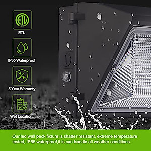 Paktonvo 100W LED Wall Pack Dusk to Dawn, 13000Lm 5000K Daylight Commercial Security Lighting,400-600W MH Equivalent, 100-277V,ETL Certified Outdoor LED Wall Pack Light for Parking Lot Doorway House