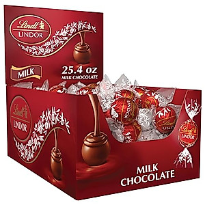 Lindt LINDOR Milk Chocolate Candy Truffles, Milk Chocolate with Smooth, Melting Truffle Center, 25.4 oz., 60 Count