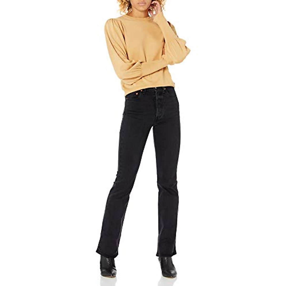 The Drop Women's Vivienne Pleated Shoulder Balloon-Sleeve Crewneck Sweater, Curds & Whey, XXS