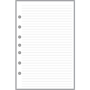 Classic Size Note paper with Simple Lines Spaced 1/4", 50 Sheets, Sized and Punched with 7 Holes for 7-Ring Notebooks such as Franklin, etc. (5.5" x 8.5")
