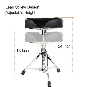 HXW Heavy Duty Drum Throne Seat for Adults, Height Adjustable and Rotatable, Cozy Motorcycle Style Stool Chair with Double Braced Anti-Slip Feet