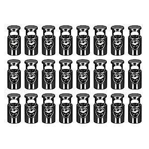 uxcell 24pcs Metal Cord Locks, 6mm Single Hole Spring Stopper Fastener Slider Toggles End for Drawstrings Bags Backpacks Clothing Lanyard, Black