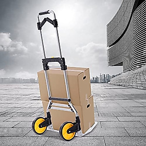 Folding Hand Truck and Dolly,264 Lb Capacity Heavy-Duty Aluminum Luggage Trolley Cart with Telescoping Handle and Wheels for Indoor Outdoor Moving Travel