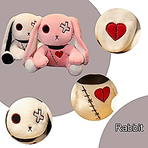 ELAINREN Crazy Rabbit Plush Black Bunny Toy Halloween Dreadful Bunny Stuffed Easter Rabbit Animal Pillow Soft Pink Rabbit Huggable Lovely Bunny Plushie Dolls Gifts,11.8''(Suitable for Age 14+)