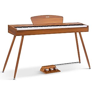 Donner DDP-80 Digital Piano 88 Key Weighted Keyboard, Full-size Electric Piano for Beginners, with Sheet Music Stand, Triple Pedal, Power Adapter, Supports USB-MIDI Connecting, Retro Wood Color