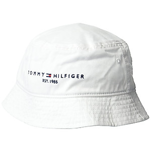 Tommy Hilfiger Mens Established Bucket Hat, Classic White, Small US