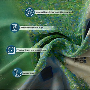 HOBBOY Green 3pc Bedding Set Warm Duvet Cover 2 Pillow Shams Soft Duvet Cover Sets The Unterach Manor on The Attersee Lake Tablo by Gustav Klimt Full