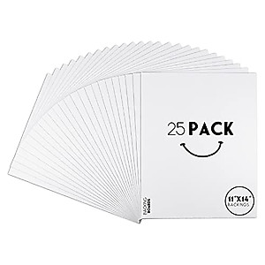 Golden State Art, 25 Pack 11x14 Bright White Backing Board for Frames, Pictures, Photos and More