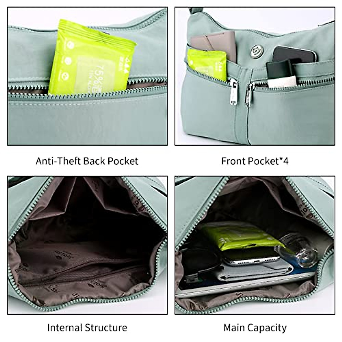 Oichy Crossbody Bags for Women Waterproof Shoulder Bag Casual Nylon Purse Ladies Lightweight Travel Handbag (Blue)