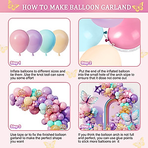 163Pcs Butterfly Pink and Purple Balloons Garland Arch Kit, Birthday Baby Shower Decorations Pink Purple Blue Confetti Star Balloons for Girls Women Bridal Wedding Butterfly Party Baby Shower Supplies