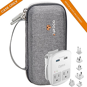 Aproca Grey Hard Travel Storage Protective Case, for Ceptics World Travel Adapter Kit