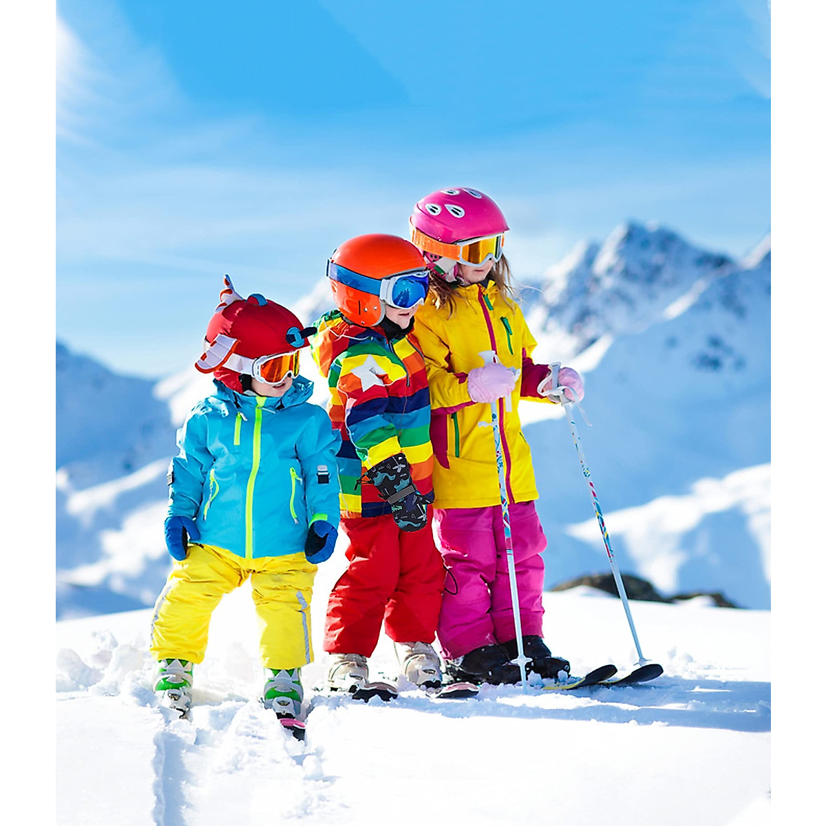 Duoyeree Waterproof Kids Mittens Gloves with Fleece Lined for Boys Girls Winter Snow Skiing Thick Insulated for Cold Weather