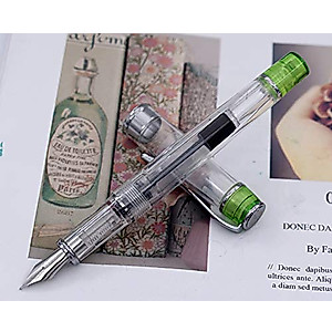 Lanxivi 5 PCS Yongsheng 3003 Fountain Pen Set Demonstrator Transparent Fine Nib with Ink Refill Converter, Perfect for Signature, School, Executive Business