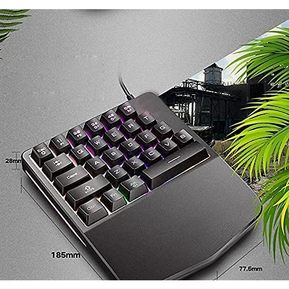 XYLXJ K11 Portable Gaming Keyboard 28keys, One-Hand Mechanical Gaming Keypad, With Wide Hand Rest Backlit for PC Game