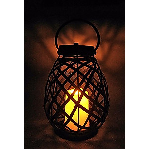 Brilliant & Mo Metal Rattan Solar Hanging Lanterns for Outdoors Garden Decoration with Flickering Candle Light For Home Patio Deck Lawn Yard Decor