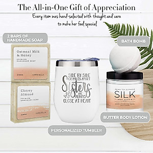 Sisters Gifts from Sister - Birthday Gifts for Sister - Relaxing Spa Gift Box w/Tumbler for Her Birthday Present - Best Unique Gift for Big Sister She'll Love - Includes Soaps, Lotion, Bath Bomb, Card