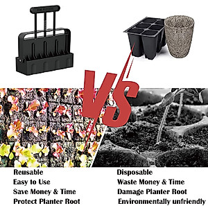 HOMEE Soil Blocker with Comfortable Handle,4 Cell Soil Block Maker 2 Inch Mold Tool Reusable for Seed Starting Germination,Grow Seedling,No Transplant Shock for Garden Soil Potting Outdoor Plants Used