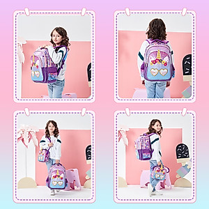 Unicorn Backpack for Girls 16" Backpacks for Girls for School Sequin Backpack with Lunch Box for Elementary Girls Students