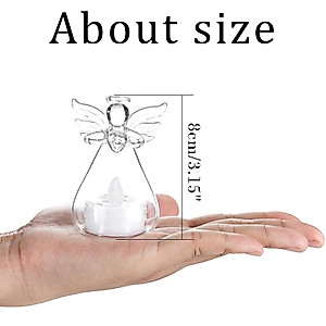 Pack of 20 Hanging Glass Candle Holders Angel Candleholders with Led Tealight Candle Inside Votive Decoration for Wedding Party Restaurant Hotel Garden Decoration,(18+2 Pcs)