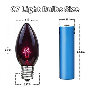 CHYSUPER C7 Replacement Bulbs, Christmas Light Bulbs, Dark Purple 5W Incandescent Bulbs for Halloween Outdoor String Lights Xmas Tree Patio Party Decor, C7 Bulbs E12 Candelabra Base- 25 Pack