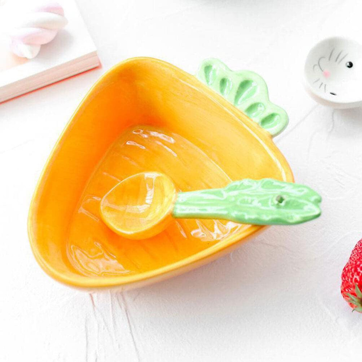 SHERCHPRY Carrot Shaped Ceramic Serving Dish Cute Cartoon Ceramic Bowls Rice Bowls Salad Bowls Soup Bowls Saucer Candy Nut Dish Easter Decorations