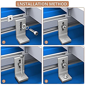Kamtop 10 Pcs Solar Panel Mounting L Brackets, Aluminum Alloy Support Hardware, Solar Panel System Install Accessories Kit Roof Solar Panel Clamps Holder for RV Boat Off Grid Roof