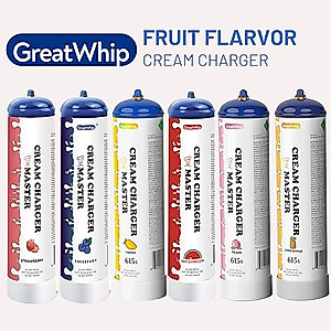 GreatWhip Blueberry Flavor Nitrous Oxide Tank Whipped Cream Cylinders 0.95L N2O Tank 615g Whipped Cream Cartridges(6 Cylinders)