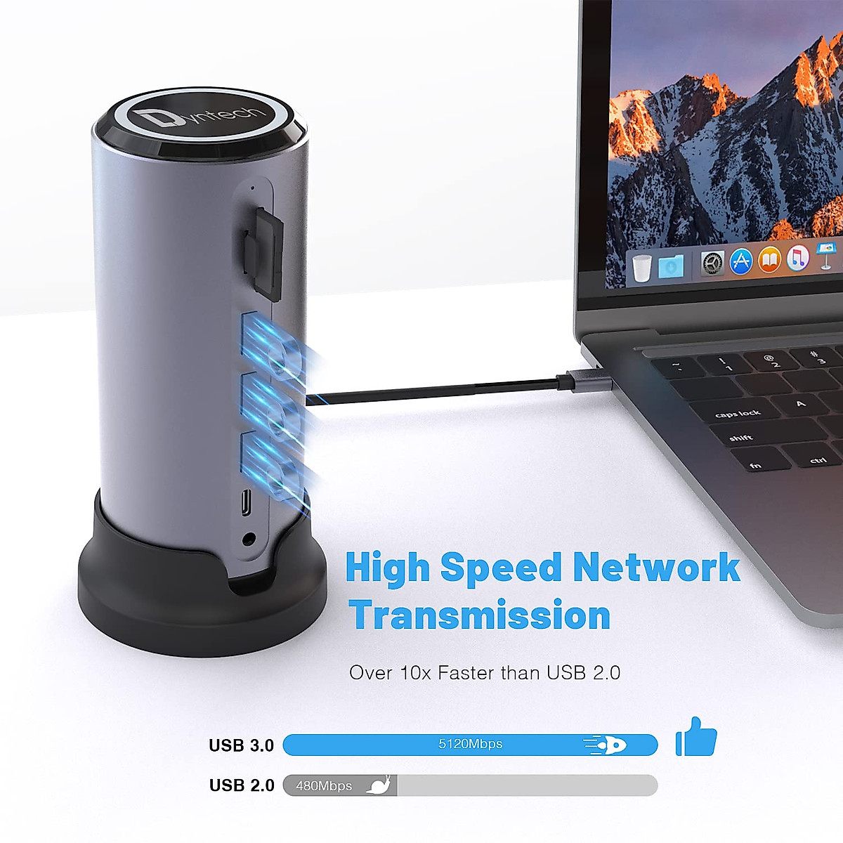 DynTech DYNTECH USB Docking Station, USB C Hub to Dual VGA HDMI Ports. USB Type C hub Dual Monitor. Keyboard and Mouse Adapter for