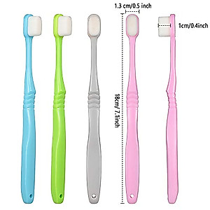4 Pieces Soft Micro-Nano Manual Toothbrush Extra Soft Bristles Toothbrush with 20,000 Bristles for Fragile Gums Adult Kid Children (Blue and Pink Smooth) (Blue, Gray, Green, Purple)