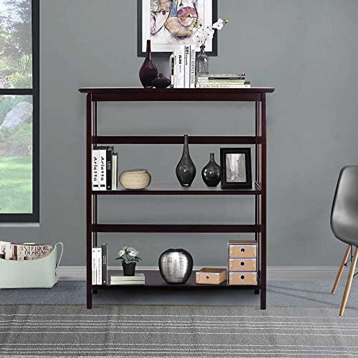 Casual Home Mission Style 3-Shelf Bookcase, Espresso