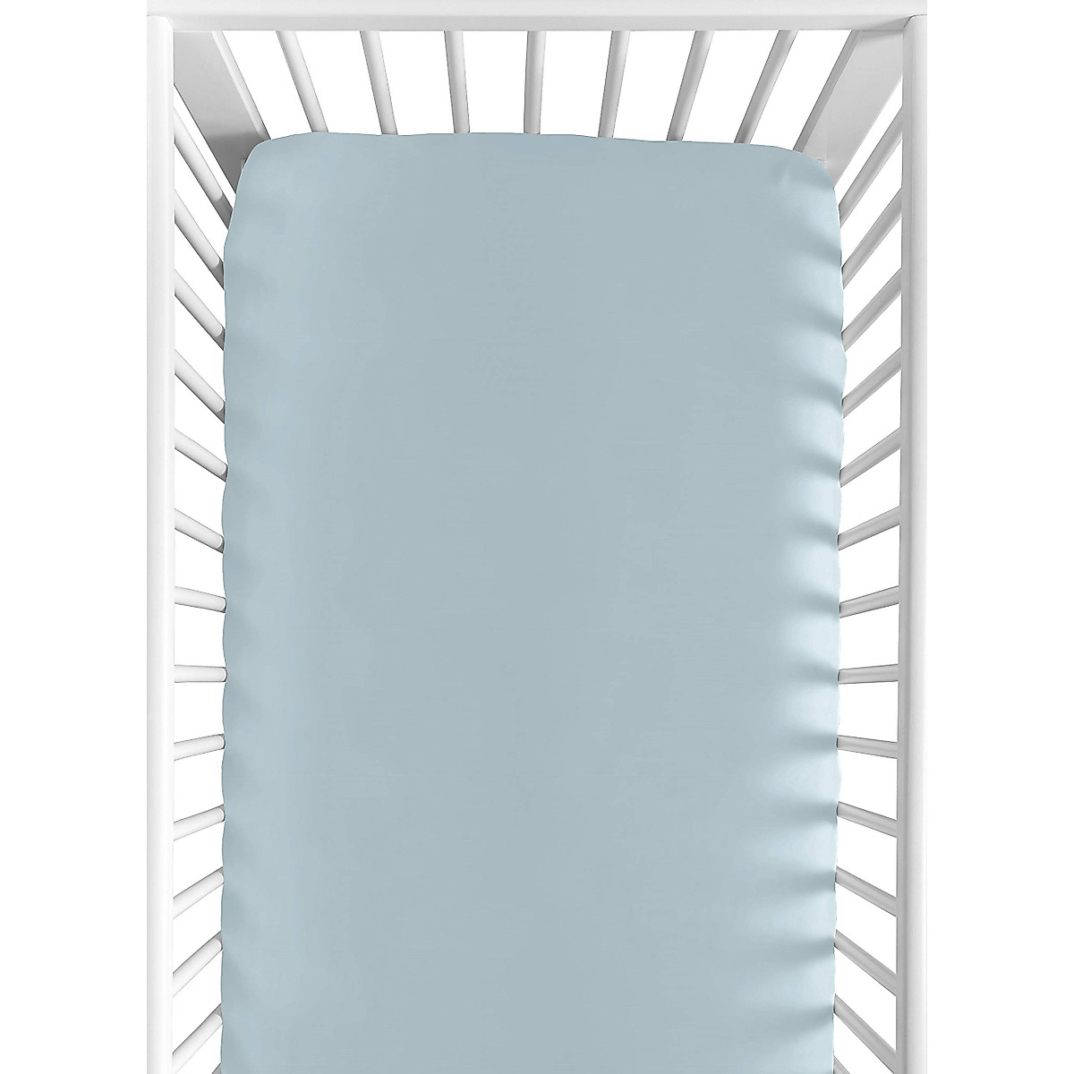 Sweet Jojo Designs Slate Blue Boy Fitted Crib Sheet Baby or Toddler Bed Nursery - Solid Color for The Construction Truck Green and Blue Transportation Collection