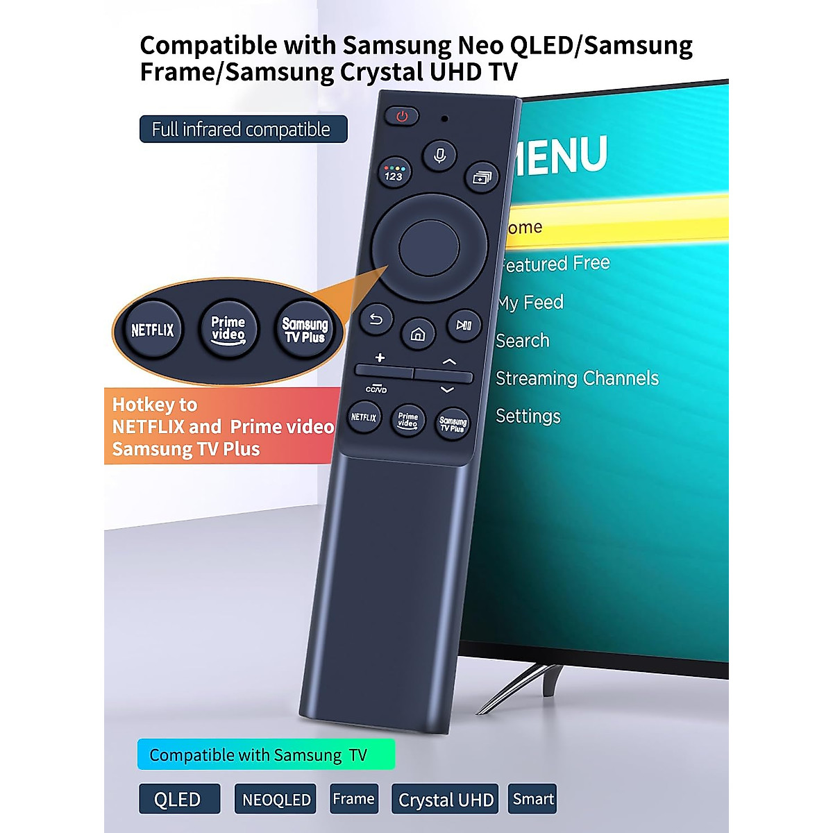 New 2021 Models BN59-01357F Voice Replacement Remote Control for Samsung QLED Smart TVs Compatible with Neo QLED, The Frame and Crystal UHD Series (BN59-01357F)