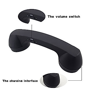 ENJOY-UNIQUE Wireless Retro Telephone Handset and Wire Radiation-Proof Handset Receivers Headphones for a Mobile Phone with Comfortable Call (Black)