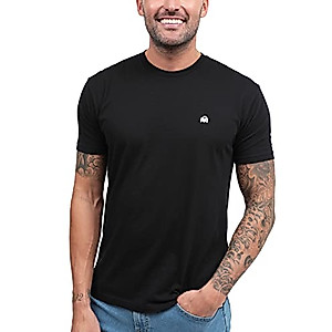INTO THE AM Premium Men's Fitted Crew Neck Basic Tees - Modern Fit Fresh Classic Short Sleeve Logo T-Shirts for Men (Black, Large)