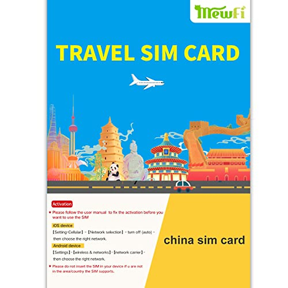 China SIM Card with Calls and Text 4G Network 30 Days 3GB Data 60 Minutes to Mainland China, Receiving SMS Free, Access to China Health Code. (Requires Real Name verification)