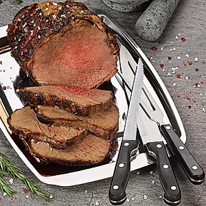 Multi-Function Carving Knife & Meat Fork plus Serrated Edge Bread Slicing Knife Set,Delux Chefs Carving Knives for Thanksgiving Turkey