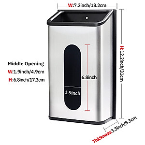 Wall Mount Grocery Plastic Bag Holder and Dispenser for Bags,LINAN Stainless Steel Saver, Anti-Fingerprints, Silver, Brushed Stainless Steel