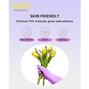 PACIFIC PPE 4 Pairs Reusable Dishwashing Cleaning Gloves with Latex Free, Cotton Lining, Kitchen Gloves, Purple, Small