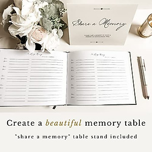 Funeral Guest Book - Elegant in Loving Memory Memorial Service Guest Book for Funeral with Matching Share A Memory Table Stand - 250 Guests Entries with Name & Address, Hardcover (Black)