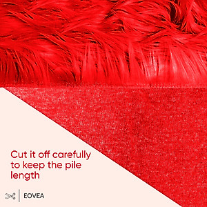 EOVEA Shaggy Faux Fur Fabric by The Yard - 36" X 60" Inch Wide - Fluffy Fur Fabric- Plush Furry Materials - Fuzzy Craft Supply for DIY, Halloween, Upholstery, Costume, Sewing(Red, One Yard)