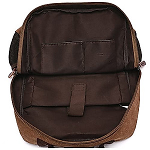 19 Inch Multi-Pocket Canvas Backpack,Men'S Canvas Bag Outdoor Business Travel Backpack Laptop Bag,Khaki,43 * 33 * 10(cm)