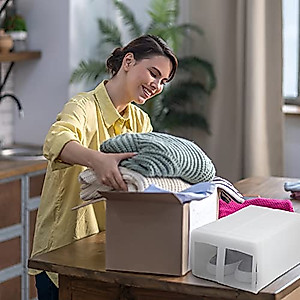 APQ Closet Storage Boxes with Lids, Hook and Loop Fasteners, 13.5 x 8.75 x 6.25, Pack of 4 White Fabric Boxes for Storage, Roomy Dense Oxford Cloth Collapsible Storage Box, Odorless Fabric Storage Box